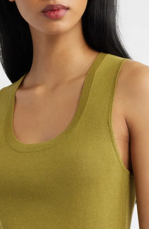 Mango Sleeveless Ribbed Knit Tank Top - Green