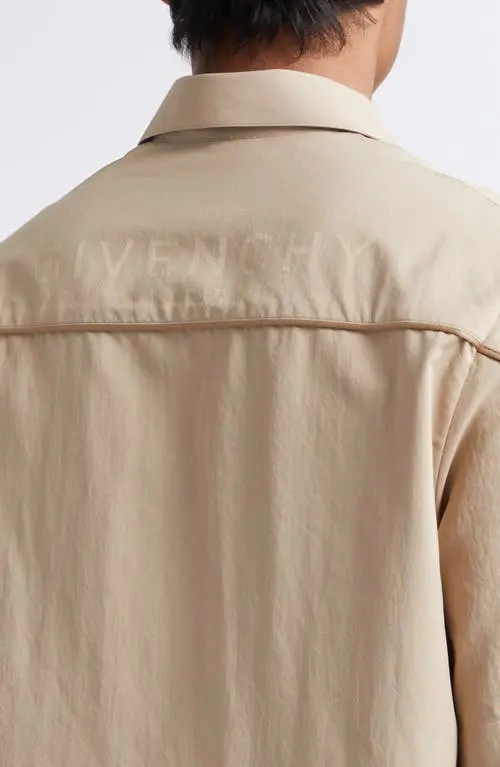 Givenchy Embroidered Logo Short Sleeve Zip Shirt - Beige