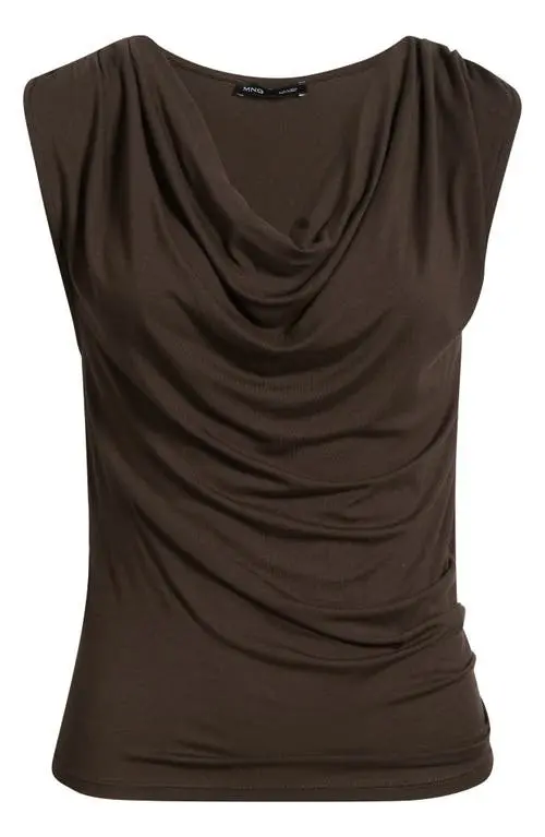 Mango Camiseta Cowl Neck T-shirt - Brown