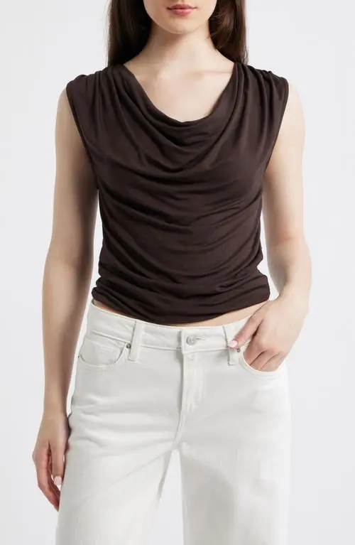 Mango Cowl Neck T-shirt - Brown