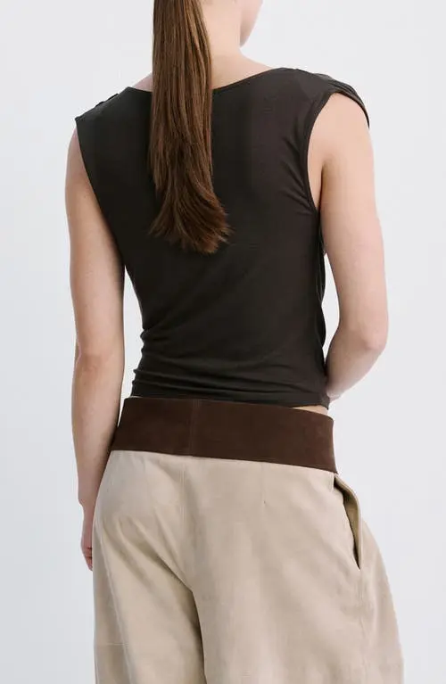 Mango Cowl Neck T-shirt - Brown