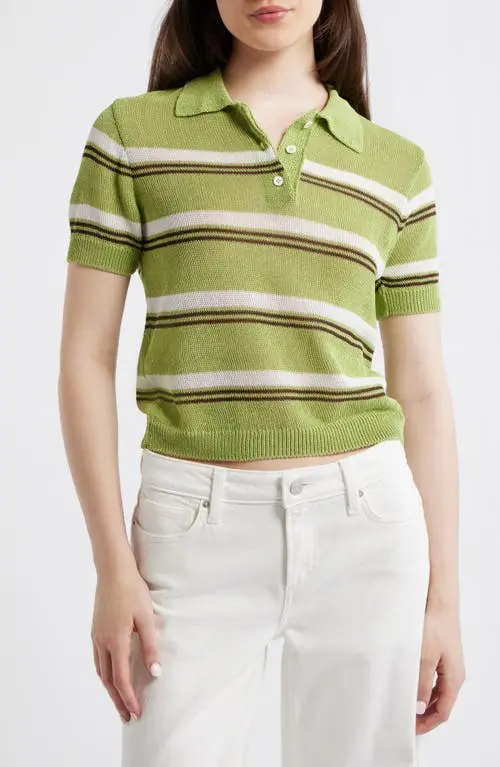 Mango Striped Polo Sweater - Green