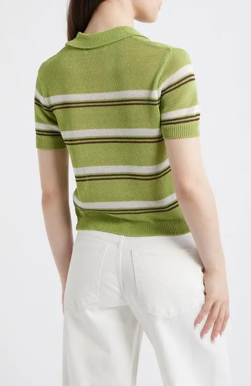 Mango Striped Polo Sweater - Green