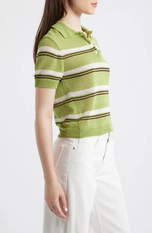 Mango Striped Polo Sweater - Green