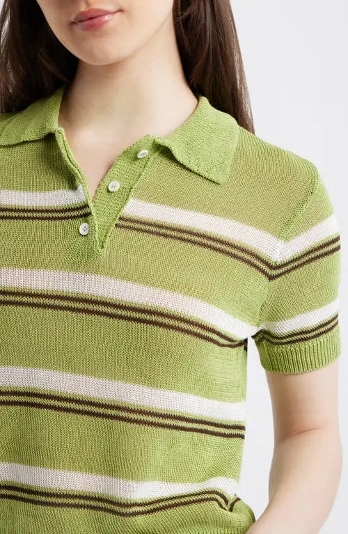 Mango Striped Polo Sweater - Green