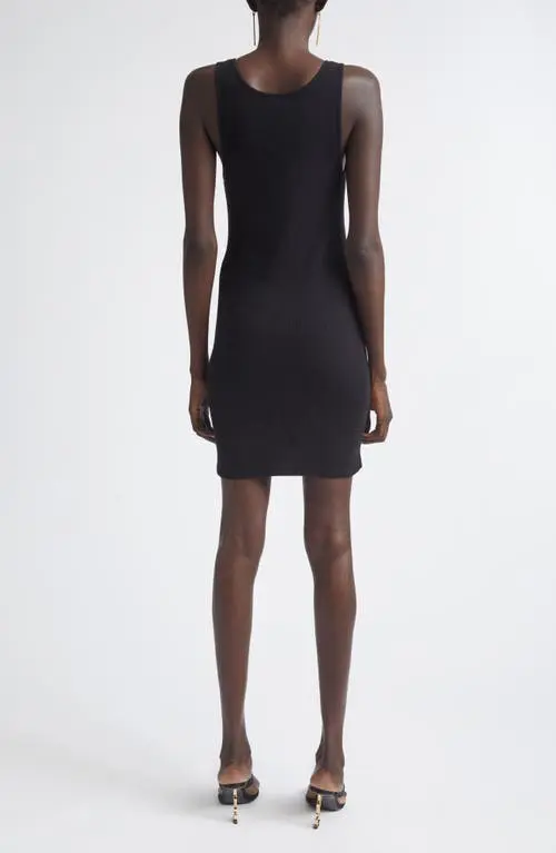 Saint Laurent Cassandre Cotton Rib Tank Dress - Noir