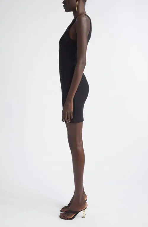 Saint Laurent Cassandre Cotton Rib Tank Dress - Noir