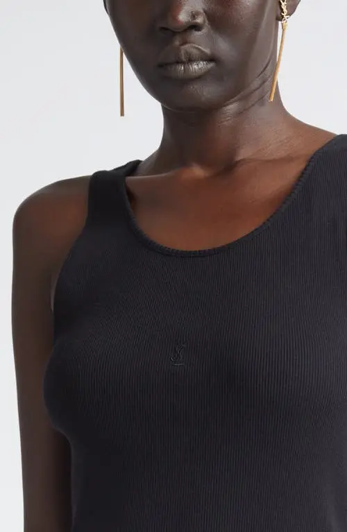 Saint Laurent Cassandre Cotton Rib Tank Dress - Noir