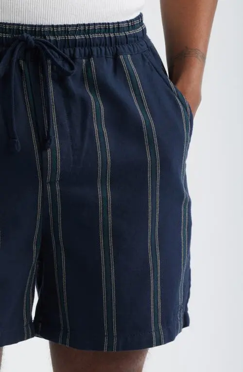 LES DEUX Lawson Stripe Cotton Drawstring Shorts - Dark Navy