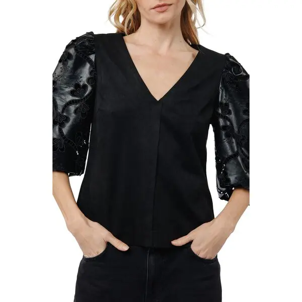 CIEBON Hudson Puff-sleeve Shirt - Black