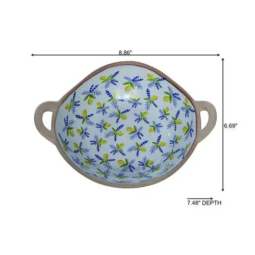 TRANSPAC Ceramic Citrus Bowl For Spring Serving And Entertaining