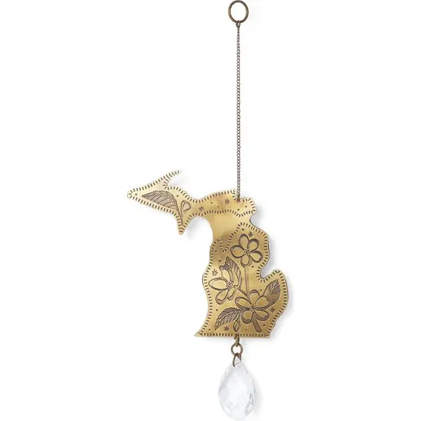 MATR BOOMIE Michigan State Apple Blossom Engraved Suncatcher - Brass