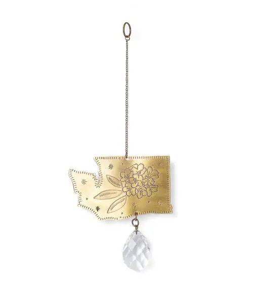MATR BOOMIE Washington State Rhododendron Engraved Suncatcher - Brass