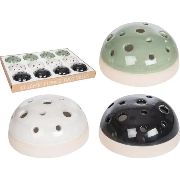 TRANSPAC Ceramic Frog Vase Set Of 12 Decorative Home Accents For Spring Unique Ceramic Vases For Home Decor - Multicolored
