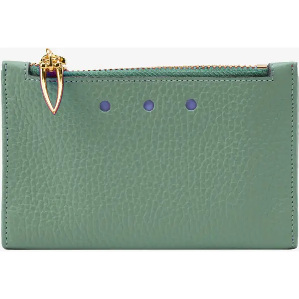 TUSK Ascot Slim Card Case With Zip Coin Pocket - Sage