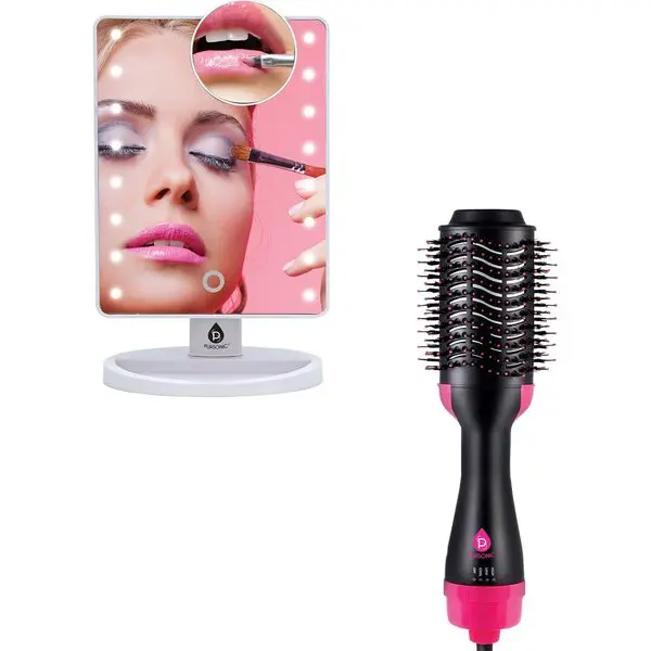 PURSONIC Dimmable Led Led Vanity Mirror & One Step Volumizing Hair Dryer - Multicolor