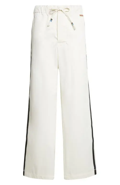 Marni Contrast Stripe Cotton Wide Leg Track Pants - 00w01 Lily White
