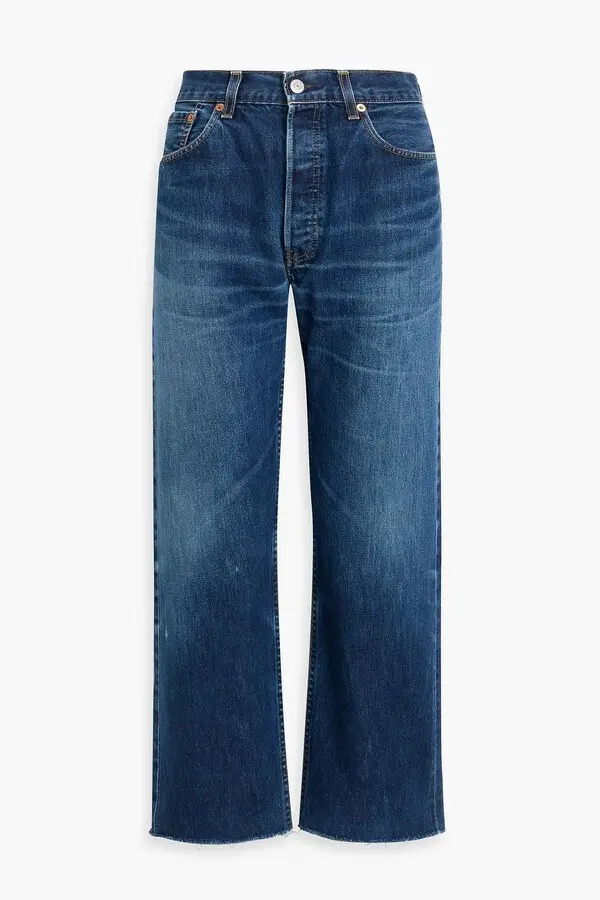 RE/DONE WITH LEVI'S Distressed Highrise Boyfriend Jeans - Mid Denim