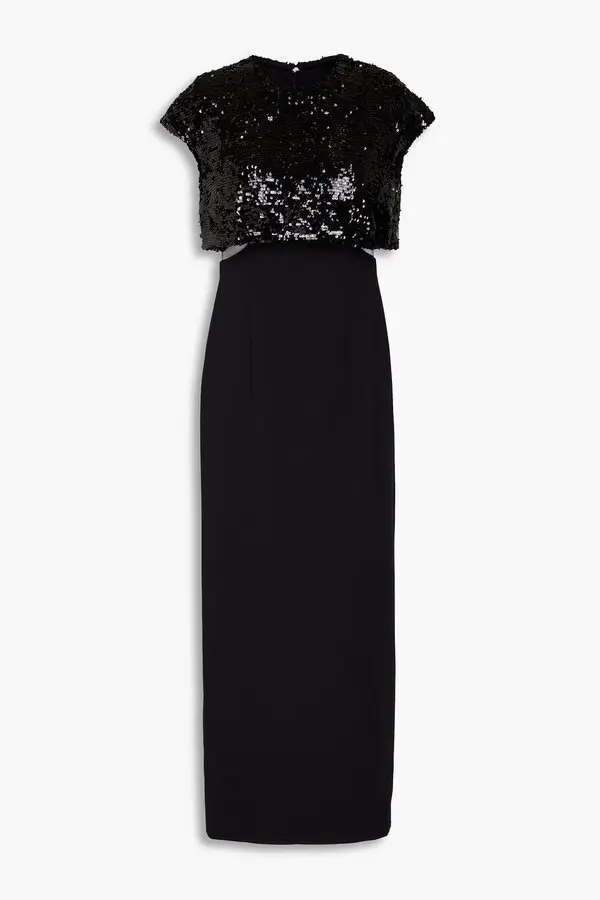 Safiyaa Dominica Sequinembellished Crepe Midi Dress - Black