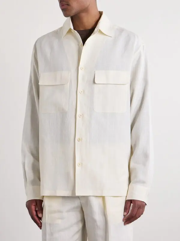 Ralph Lauren Purple Label Checked Linen Shirt