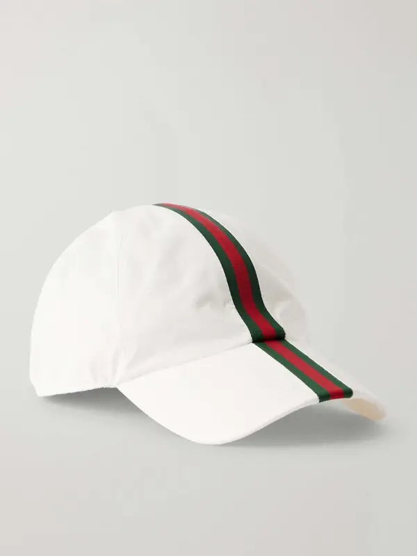 Gucci Webbing-trimmed Cotton-blend Twill Baseball Cap - White