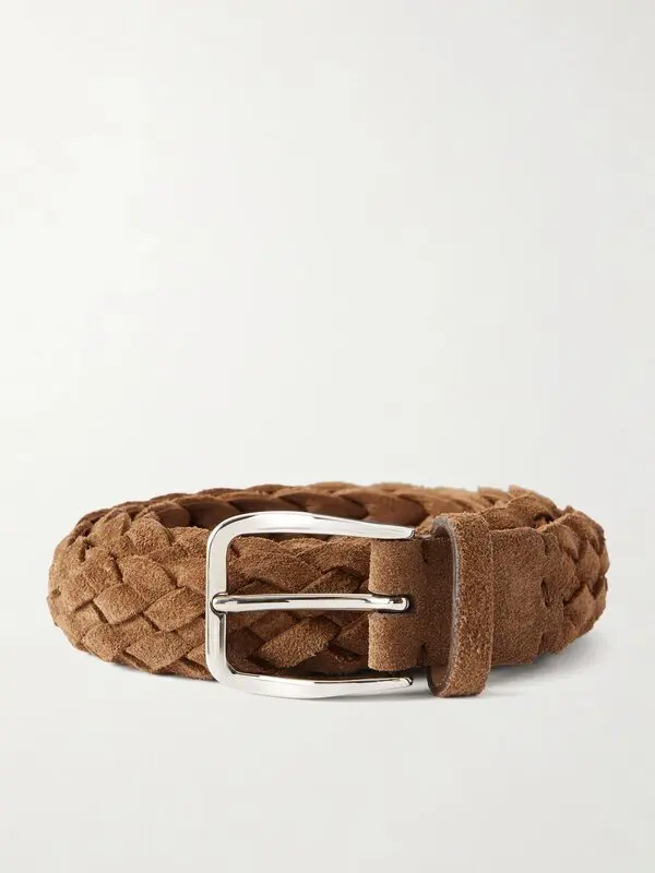 Brunello Cucinelli 2cm Woven Suede Belt - Brown