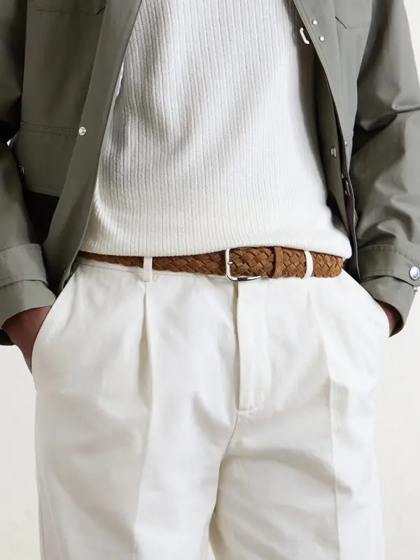 Brunello Cucinelli 2cm Woven Suede Belt