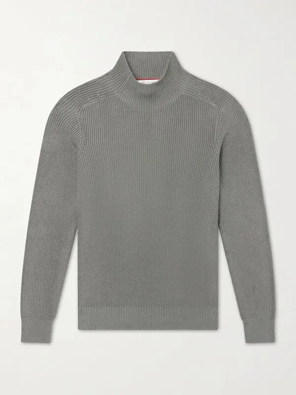 Brunello Cucinelli Knitted Cotton Sweater - Green