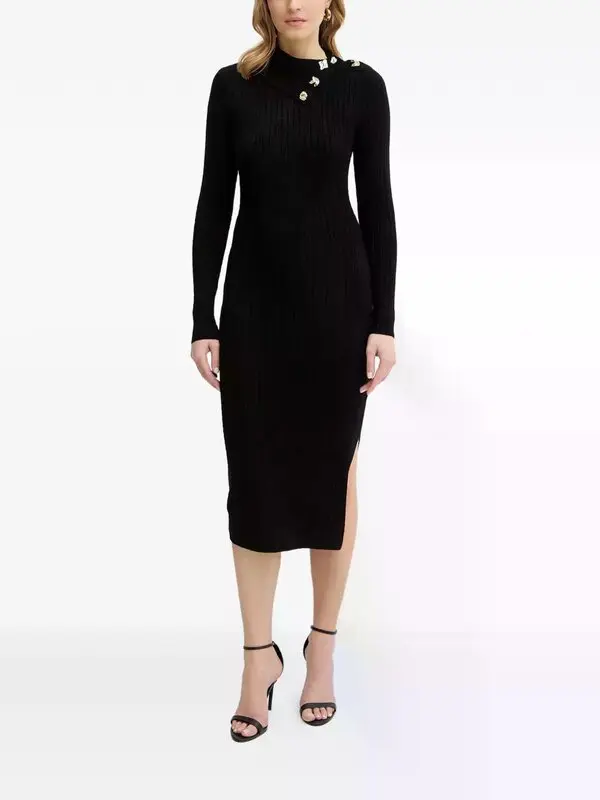 Guess Priscilla Button-ribbed Dress - Black