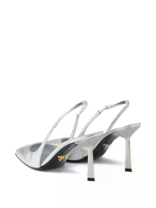 Prada Printed Leather Slingback Pumps - Silver