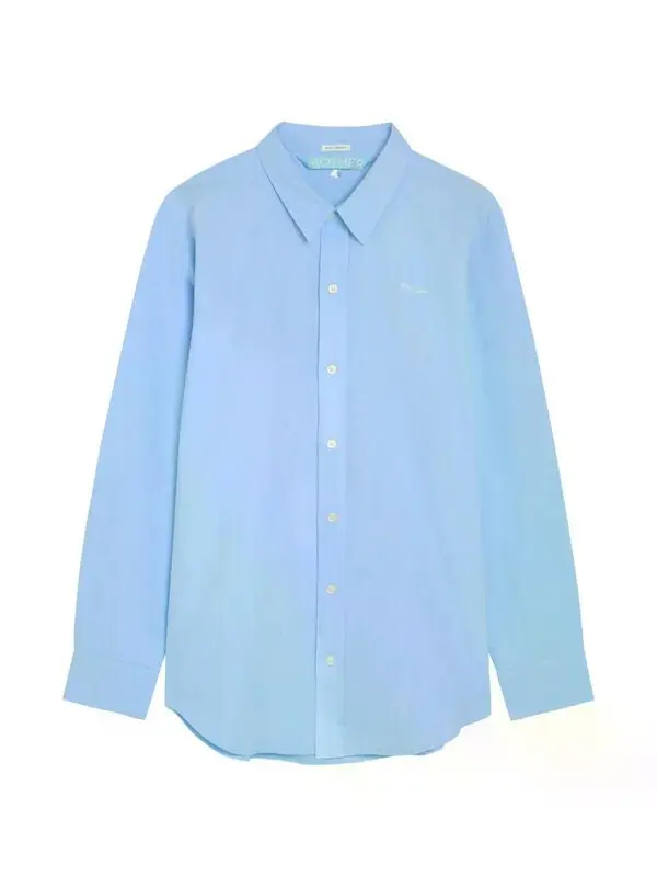 MOTHER The Bestie Embroidered Cotton Shirt - Blue