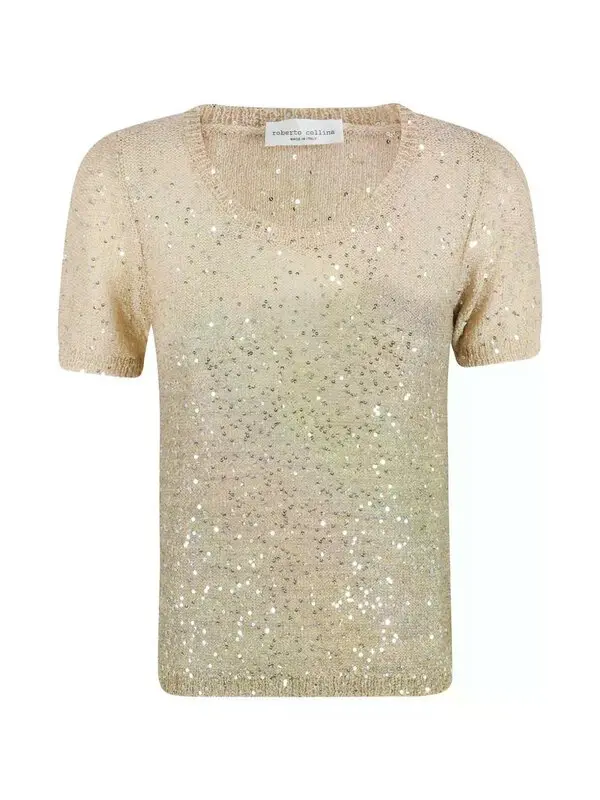 ROBERTO COLLINA Sequin-embellished T-shirt - Neutrals