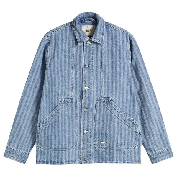 FORET Berry Denim Overshirt - Striped Denim