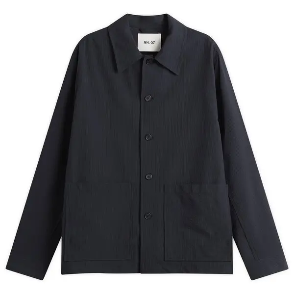 Nn07 Blaze Seersucker Shirt Jacket - Navy Blue