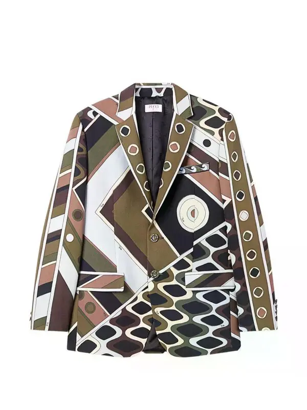 Emilio Pucci Vivara-print Oversized Jacket In Cool Wool - Green