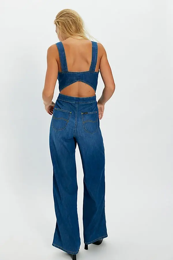 LEEM Denim Cut Out Jumpsuit