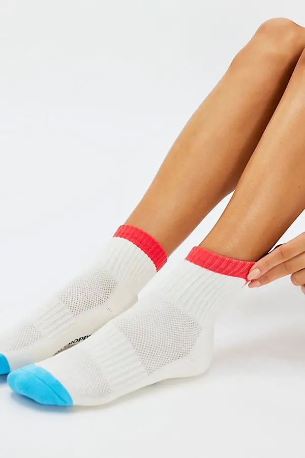 LE BON SHOPPE Colorblock Girlfriend Socks - Blue Red
