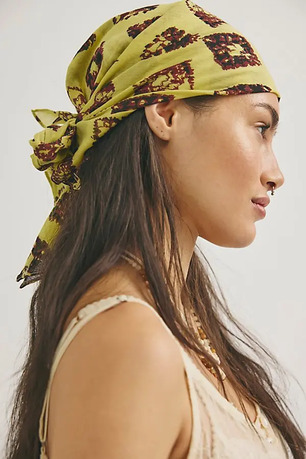 Free People Beach Daze Cotton Bandana - Citron Burnished Bloom Combo