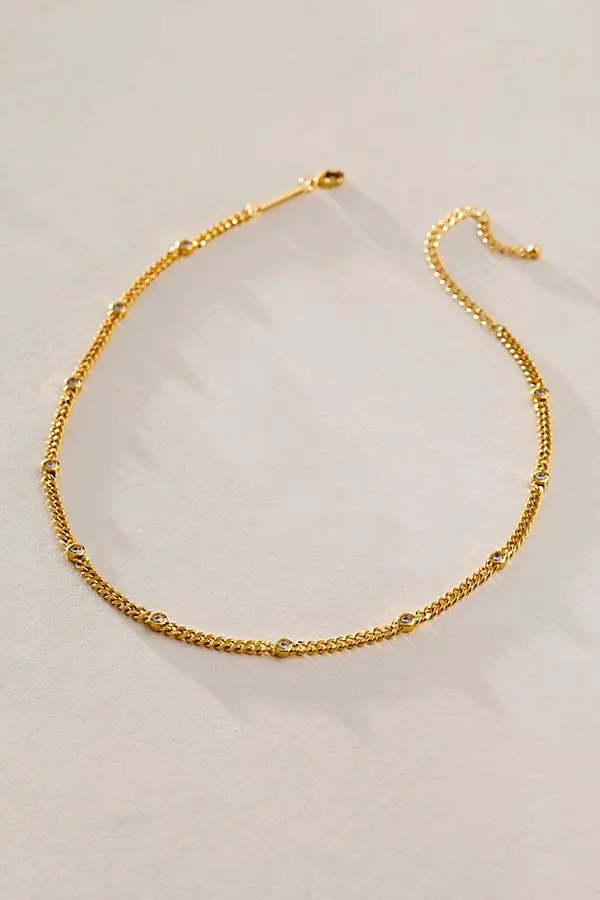 BRENDA GRANDS Curb Tennis Chain Necklace - Gold
