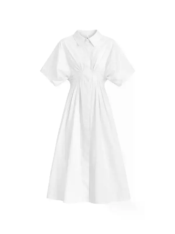 Liviana Conti Pleated Puff-sleeve Dress - White
