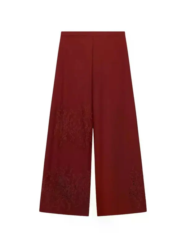 Liviana Conti Embroidered Cut-out Palazzo Pants - Red