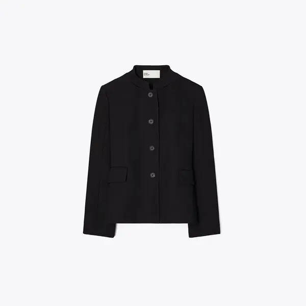 Tory Burch Viscose And Cotton Crepe Jacket - Black