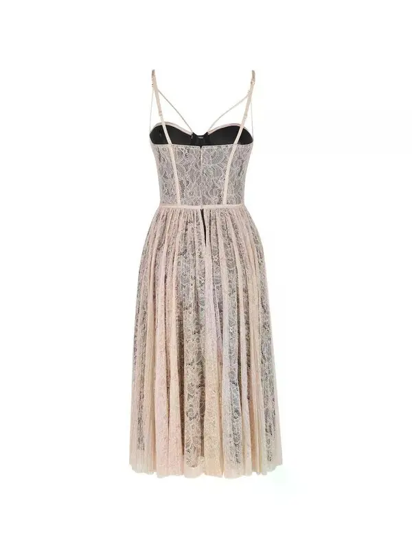 Elisabetta Franchi Floral Lace Bustier Dress - Neutrals