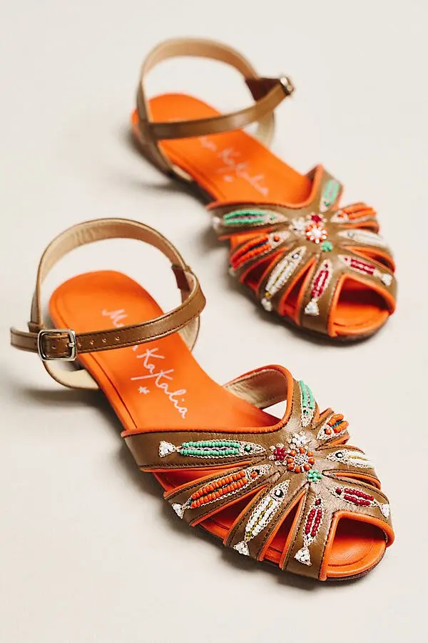 MEHER KAKALIA Tavira Beaded Sandals - Florence Safari