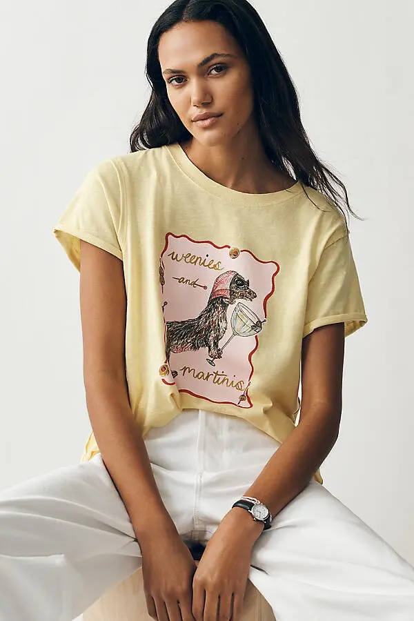 Maeve Caitlin Cotton Boxy Tee Nikki Ackerman - Yellow