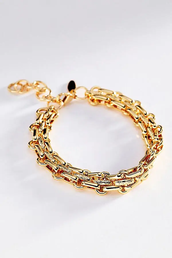 Anthropologie Bold Chuncky Cha Bracelet - Gold