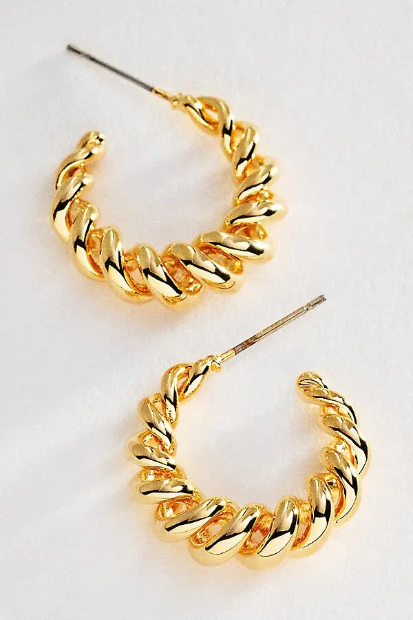 Anthropologie Spiral Hoop Earrings - Gold