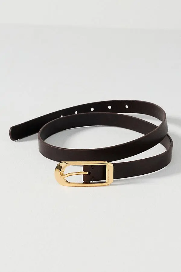 Anthropologie Skinny Rectangle Buckle Belt - Brown