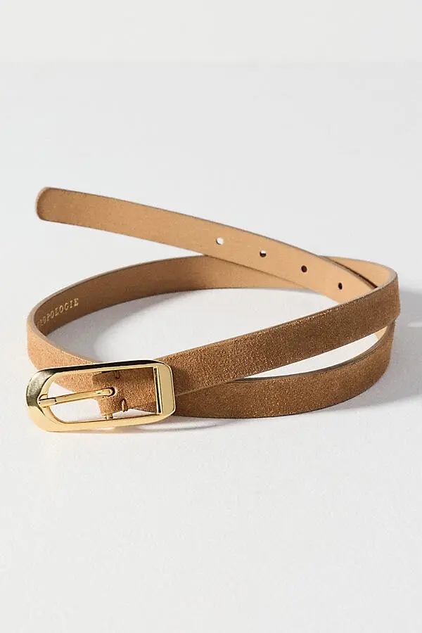 Anthropologie Skinny Rectangle Buckle Belt - Cedar