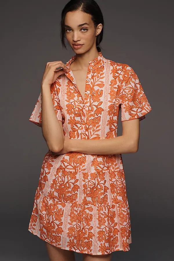 RO'S GARDEN Vibeka Printed Mini Dress - Orange Pattern
